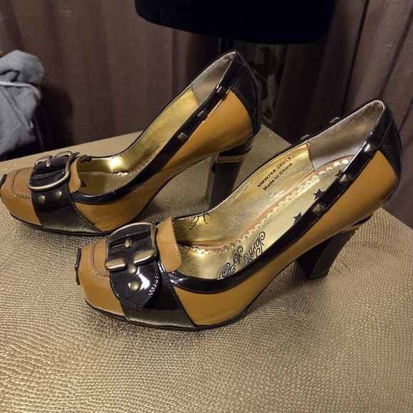 naughty monkey | Shoes | Naughty Monkey Mustard And Brown Womens Heels ...